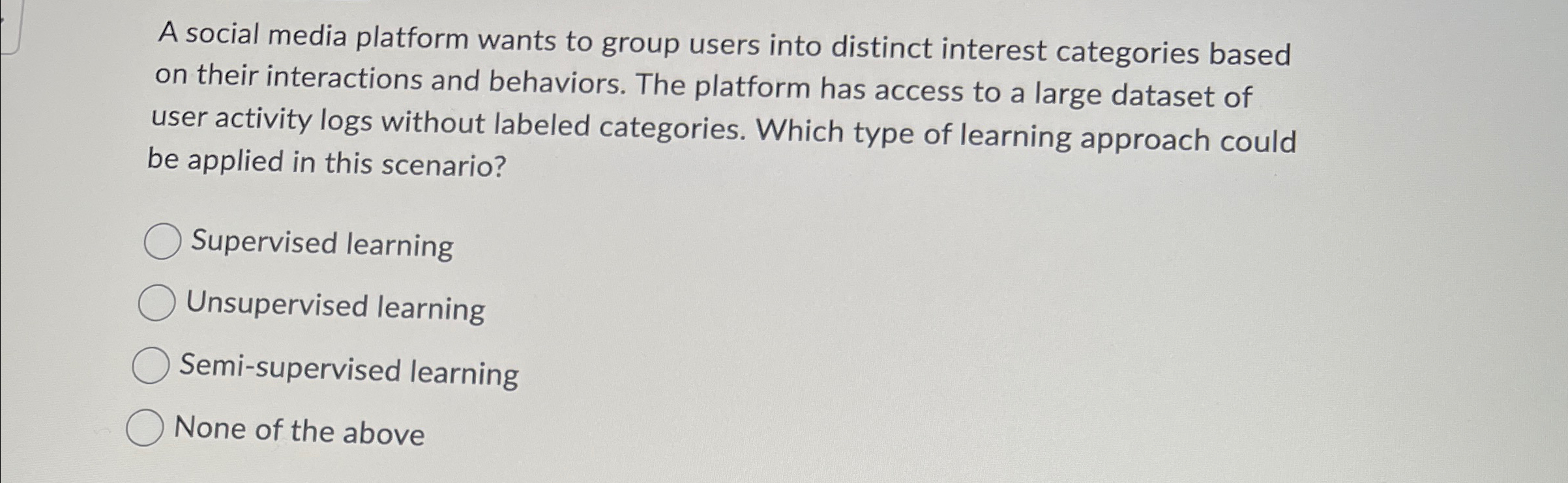 Solved A social media platform wants to group users into | Chegg.com