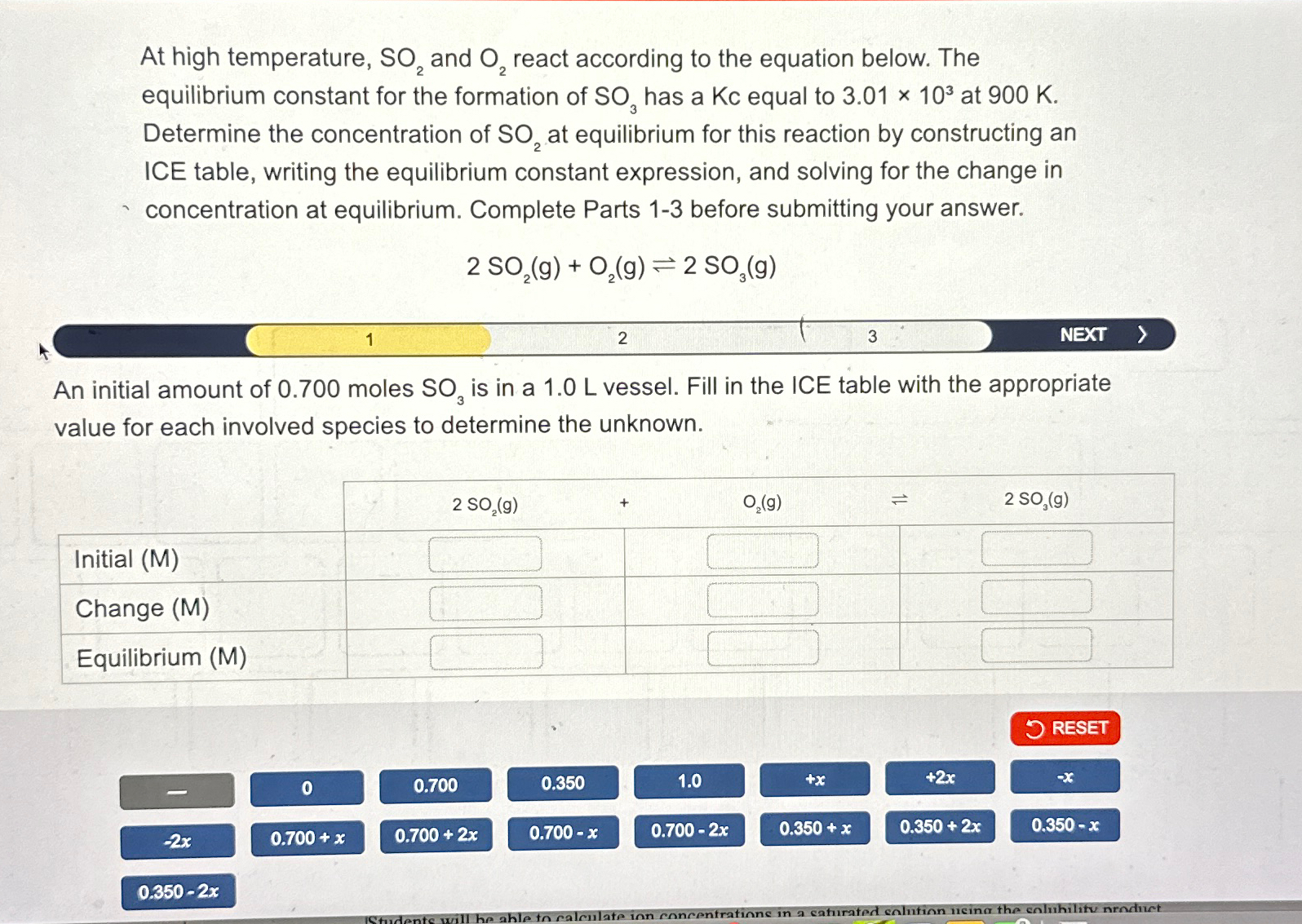 Solved At high temperature, SO2 ﻿and O2 ﻿react according to | Chegg.com