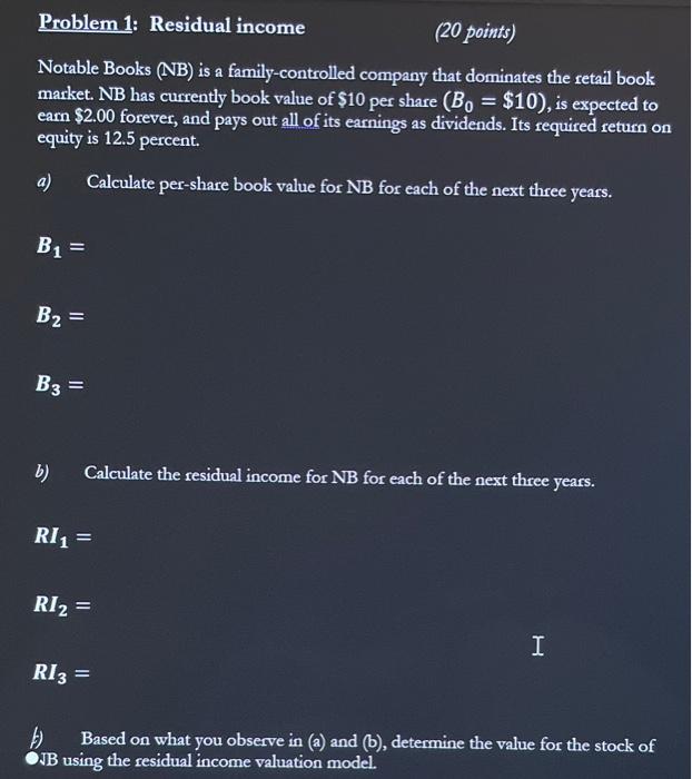 Solved Notable Books (NB) is a family-controlled company | Chegg.com