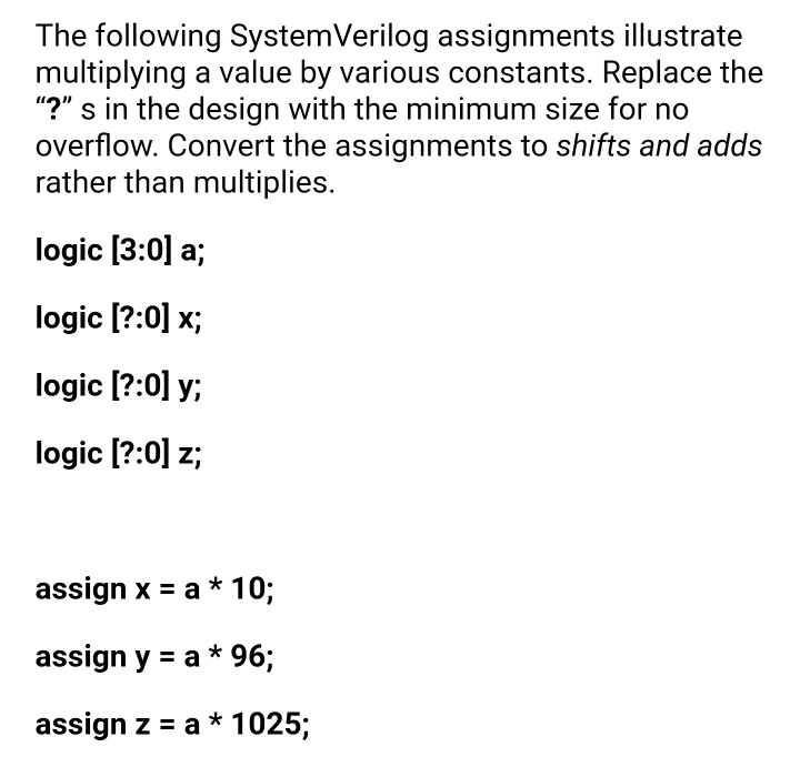 Solved The following System Verilog assignments illustrate | Chegg.com