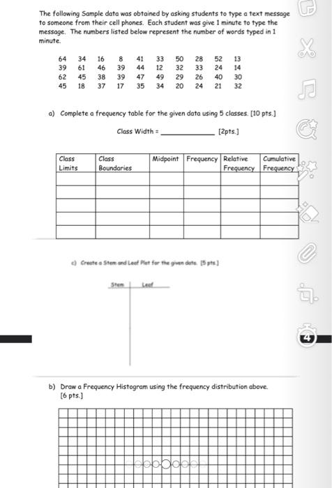 Solved The following Sample data was obtained by asking | Chegg.com