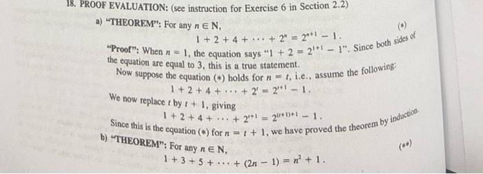 Solved PR00F EVALUATION: (see instruction for Exercise 6 in | Chegg.com