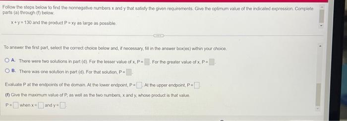 Solved Follow the steps below to find the nonnegative | Chegg.com