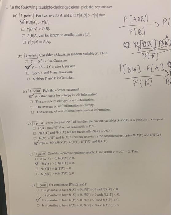Solved 1. In the following multiple-choice questions, pick | Chegg.com