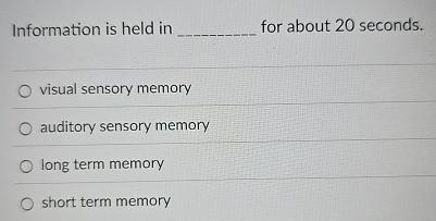Solved Information is held in q, ﻿for about 20 | Chegg.com