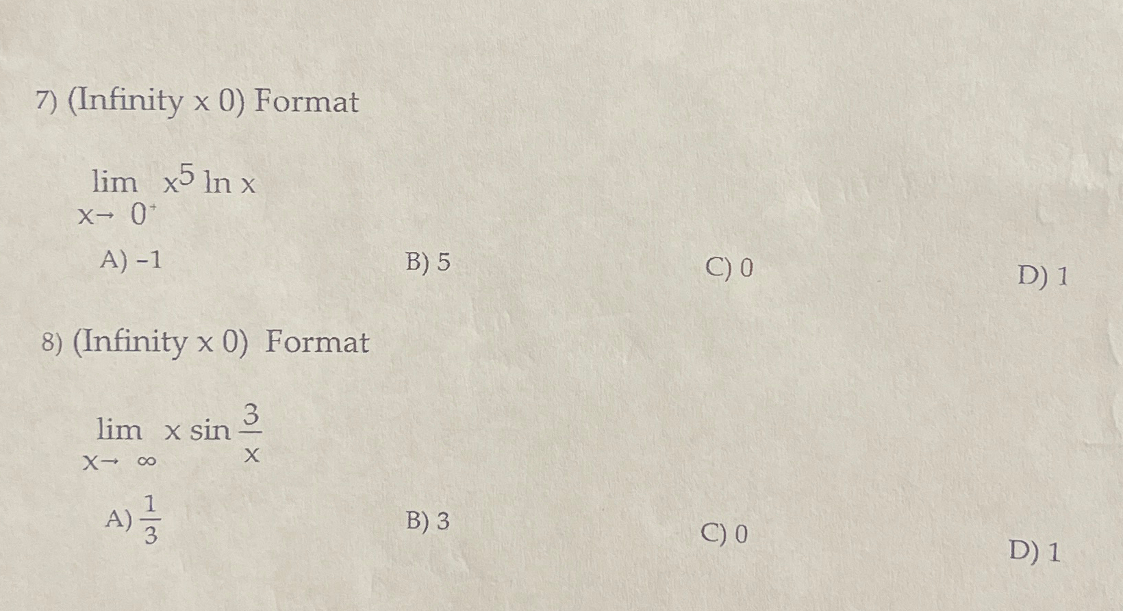 Solved (Infinity x 0) | Chegg.com