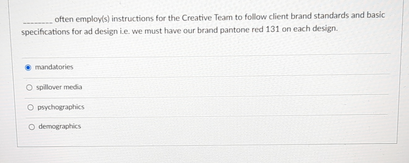 Solved often employ(s) ﻿instructions for the Creative Team | Chegg.com