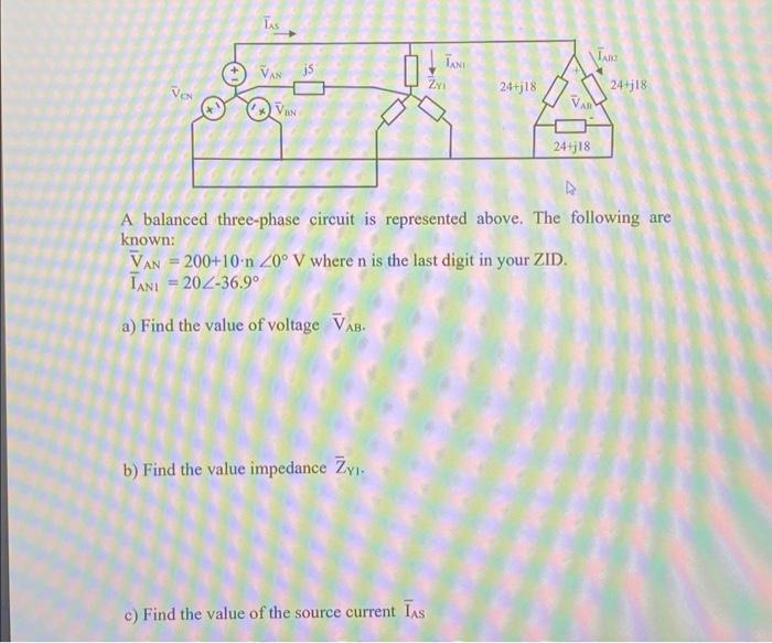 Solved A balanced three-phase circuit is represented above. | Chegg.com