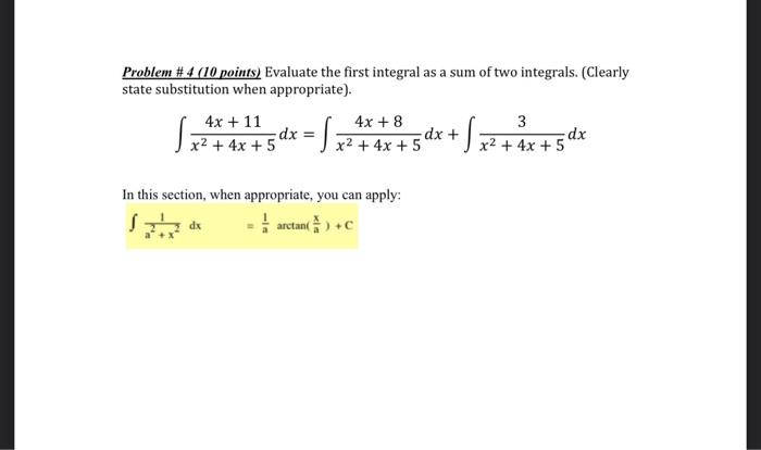 Solved Problem \# 4 (10 points) Evaluate the first integral | Chegg.com