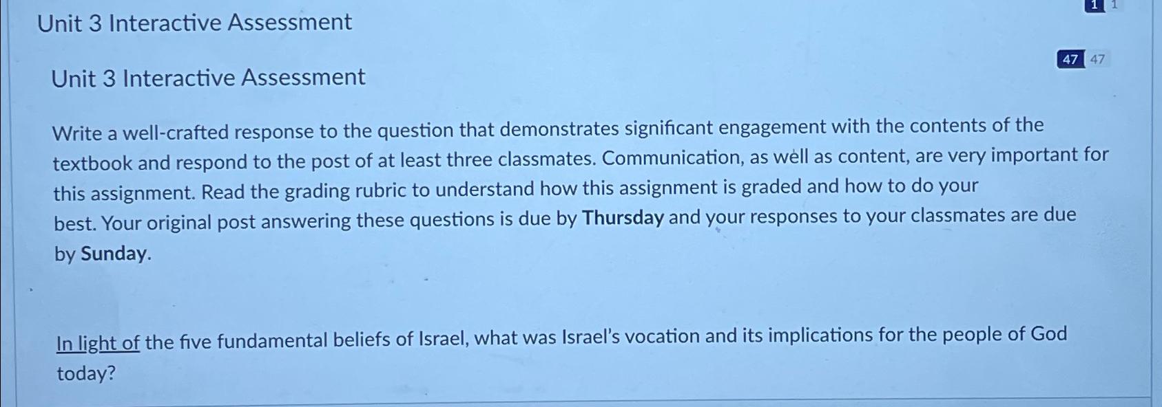 Solved Unit 3 ﻿Interactive AssessmentUnit 3 ﻿Interactive | Chegg.com