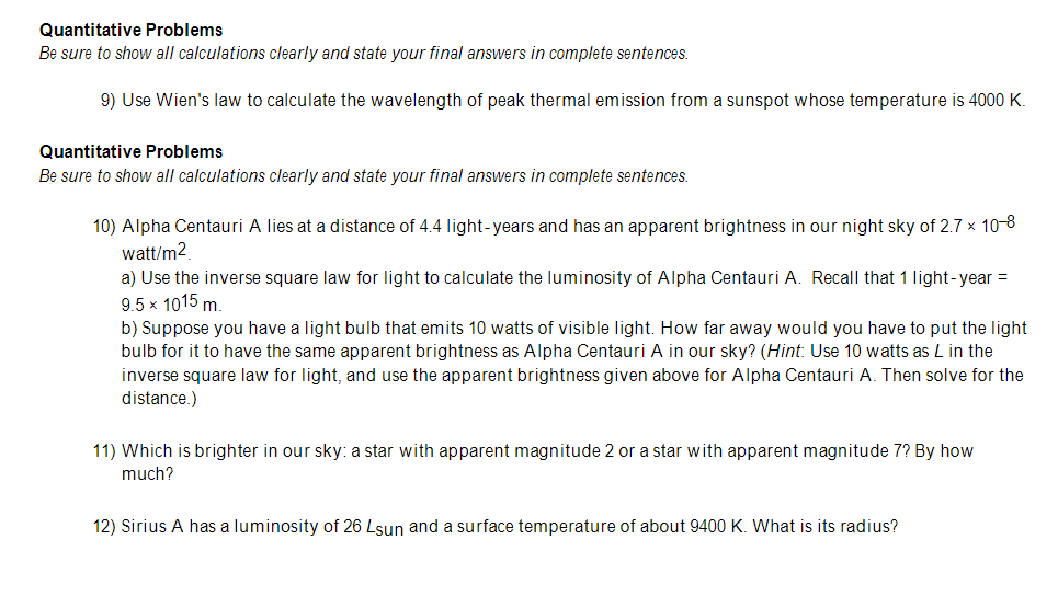 Solved Quantitative ProblemsBe sure to show all calculations | Chegg.com