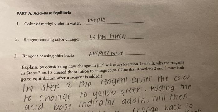 Solved 1. Color of methyl violet in water: 2. Reagent | Chegg.com