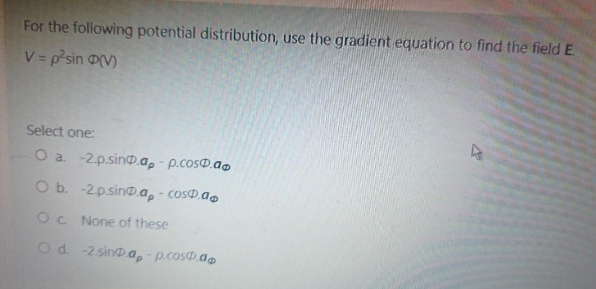 Solved For the following potential distribution, use the | Chegg.com