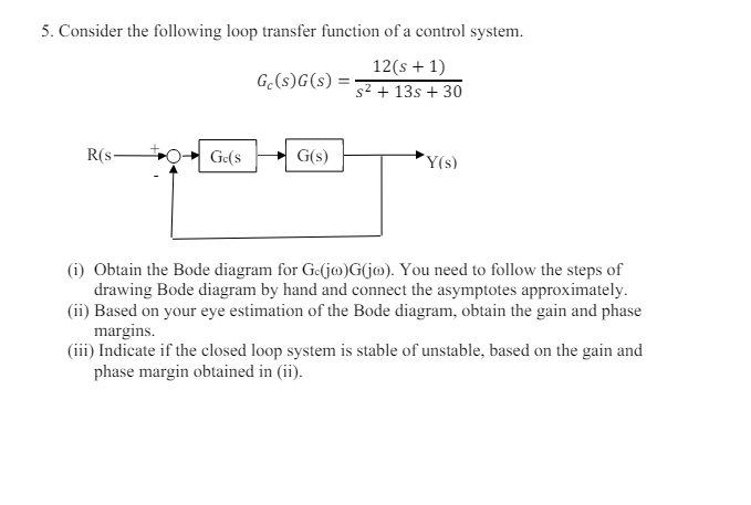 Consider the following loop transfer function of a | Chegg.com