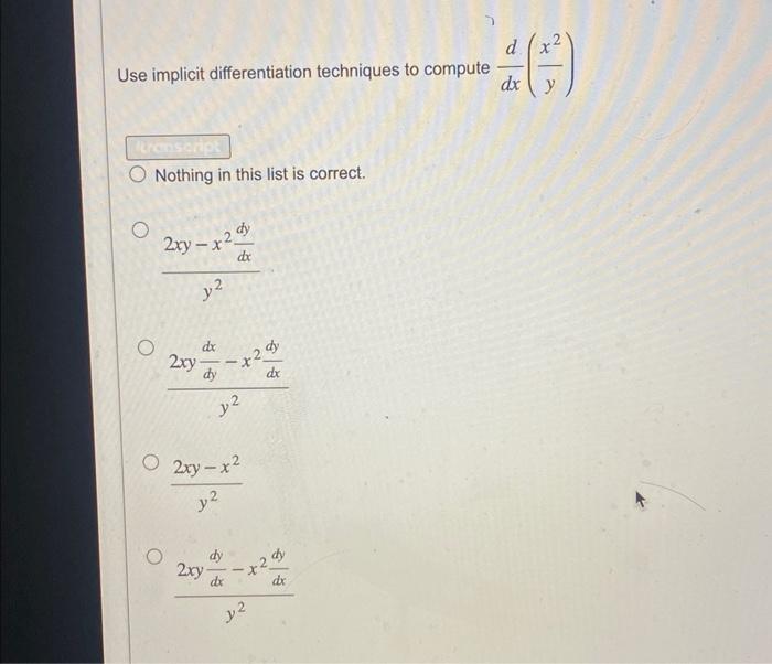 Solved Use implicit differentiation techniques to compute | Chegg.com