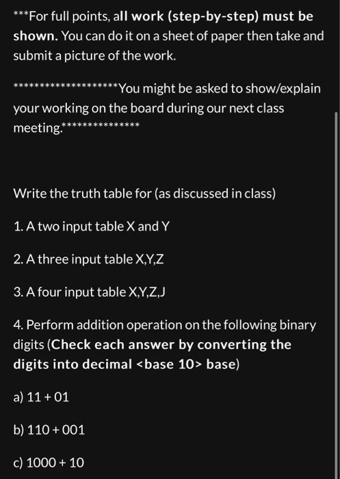 Solved ∗∗∗ For full points, all work (step-by-step) must be | Chegg.com