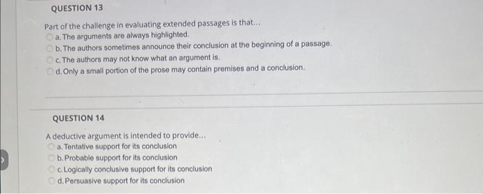 Part of the challenge in evaluating extended passages | Chegg.com