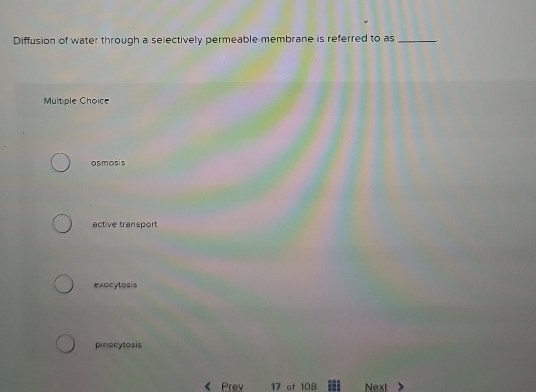 Solved Diffusion of water through a selectively permeable | Chegg.com