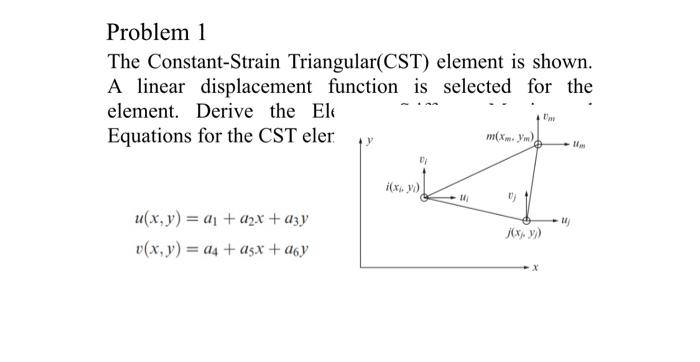 Solved Problem 1 The Constant-Strain Triangular(CST) element | Chegg.com