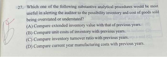 Solved 27. Which one of the following substantive analytical | Chegg.com