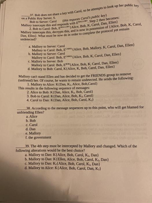 Solved N Bob Carol 3 1 Mallory Alice Dan 5 Ellen D Formal | Chegg.com