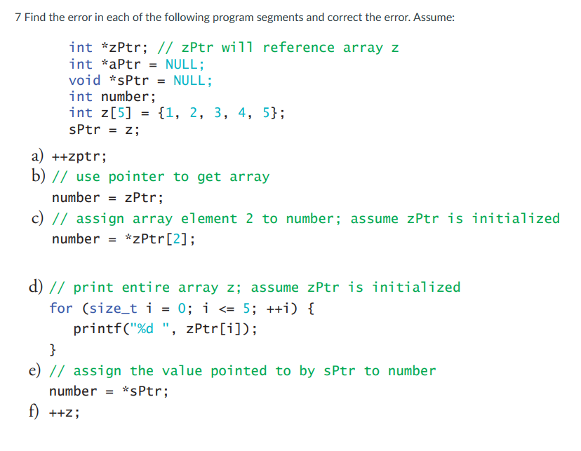 7 ﻿Find the error in each of the following program | Chegg.com