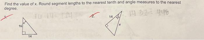 Solved Find the value of x. Round segment lengths to the | Chegg.com