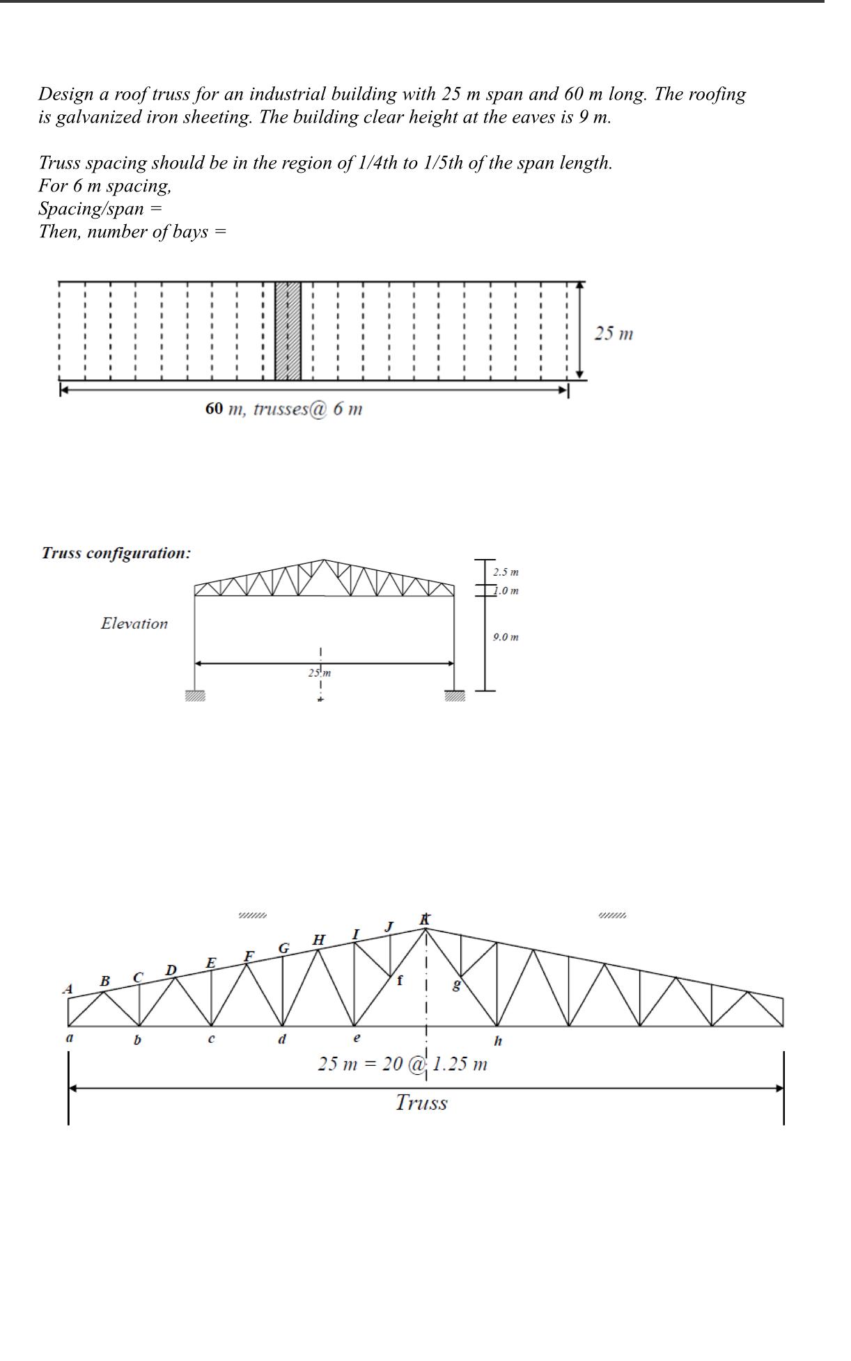 Design a roof truss for an industrial building with | Chegg.com
