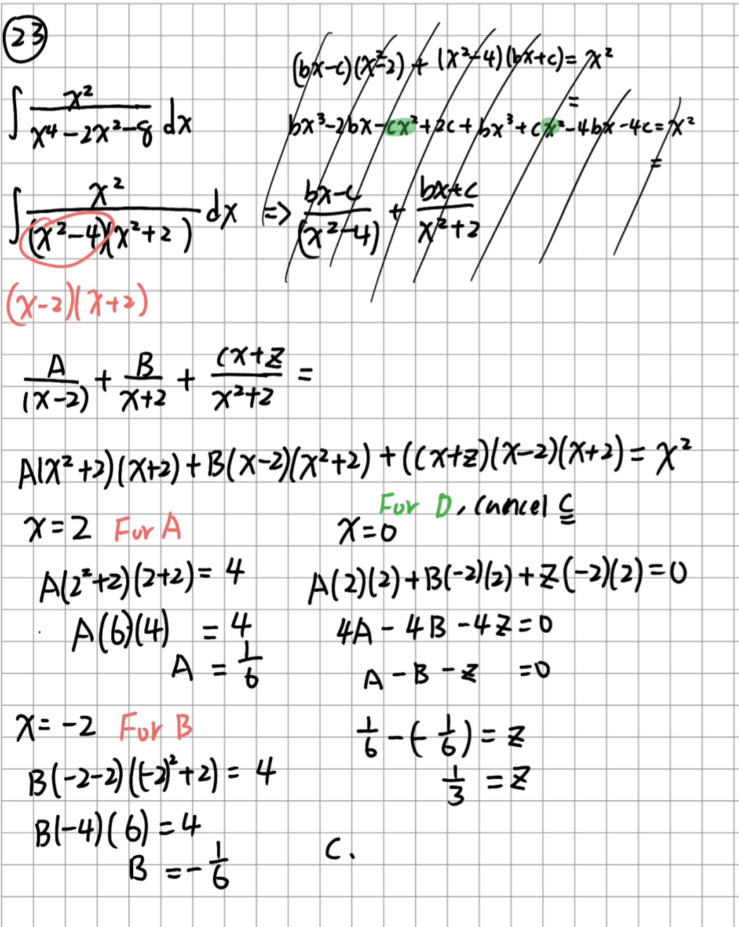 Solved Partial Fraction Question How To Solve For C At This Chegg