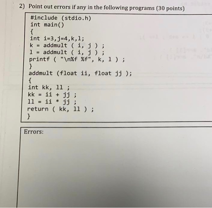 Solved include lint void float a, b printf('Enter values of | Chegg.com