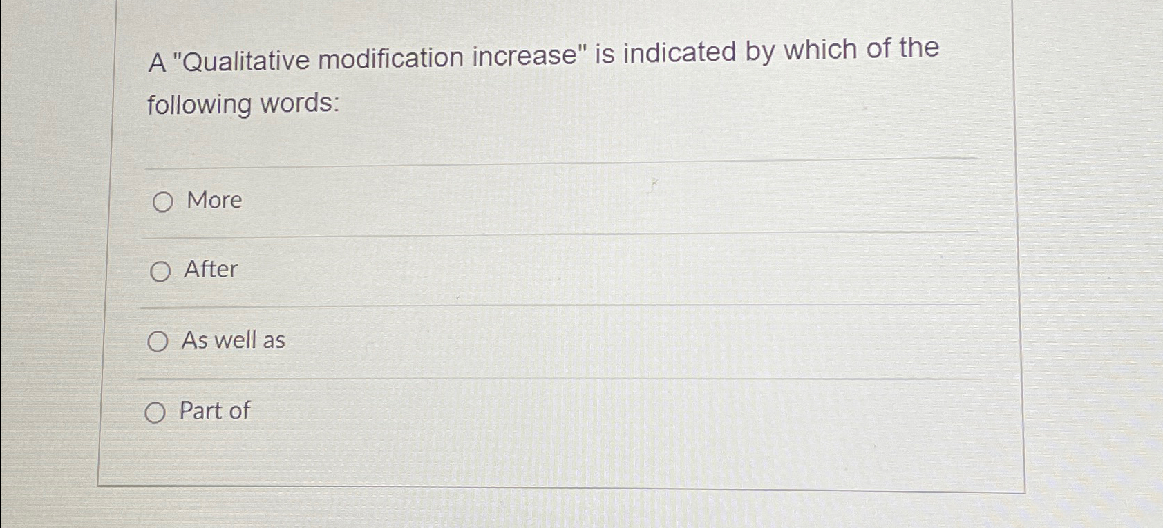 Solved A "Qualitative modification increase" is indicated by | Chegg.com
