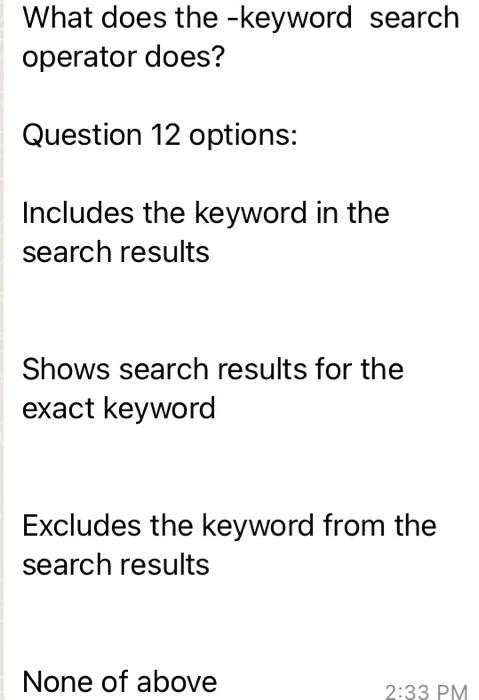 Solved operator does? Question 12 options: Includes the | Chegg.com