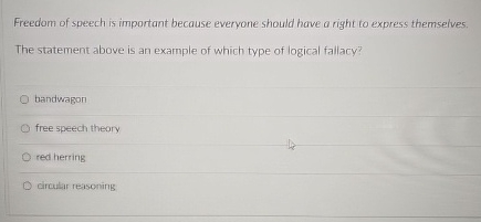 Solved Freedom of speech is important because everyone | Chegg.com