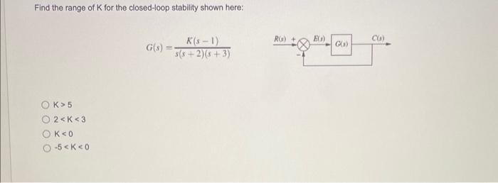 Solved Find the range of K for the closed toop stability | Chegg.com