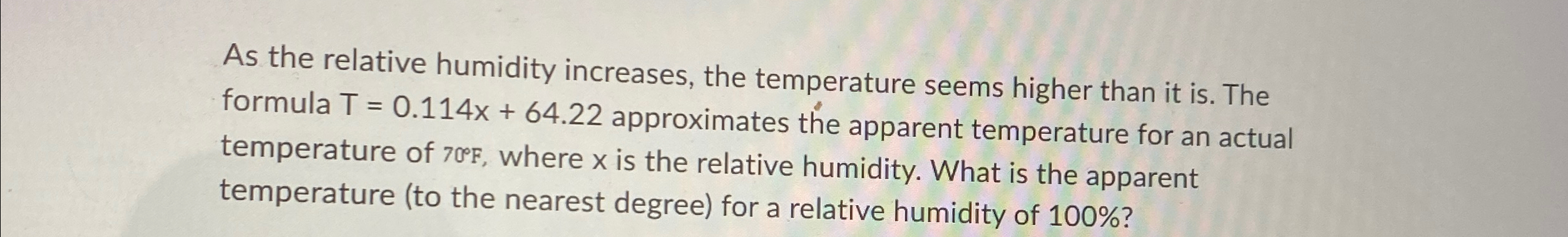 Solved As the relative humidity increases, the temperature | Chegg.com
