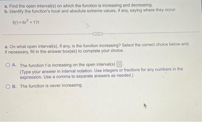 Solved a. Find the open interval(s) on which the function is | Chegg.com