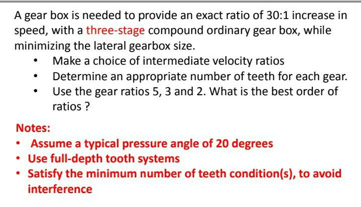 Solved A gear box is needed to provide an exact ratio of | Chegg.com