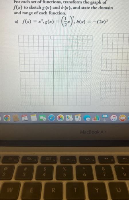 Solved For each set of functions, transform the graph of | Chegg.com