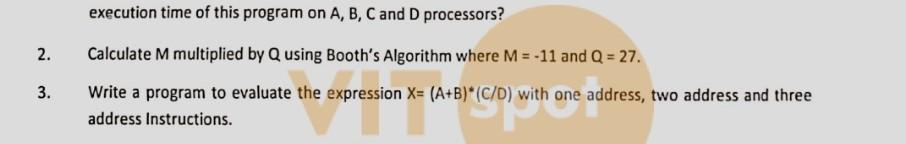 Solved 2. execution time of this program on A, B, C and D | Chegg.com