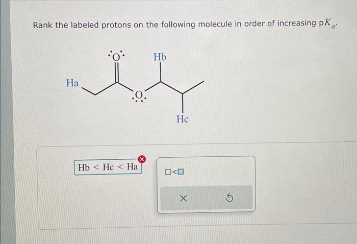 Solved Rank the labeled protons on the following molecule in | Chegg.com