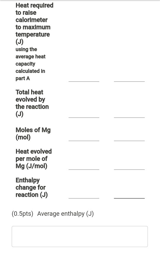 Solved (10pts) Part B: Determining the Enthalpy Change for | Chegg.com