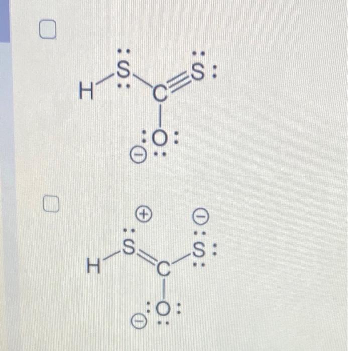 Solved Select all possible resonance structures for COS2H−: | Chegg.com