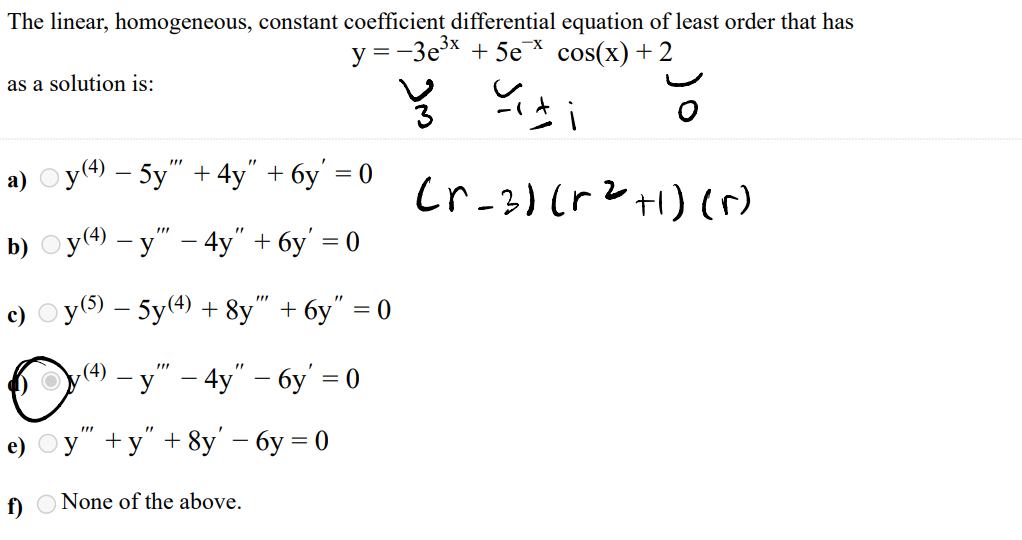 Solved The linear, homogeneous, constant coefficient | Chegg.com