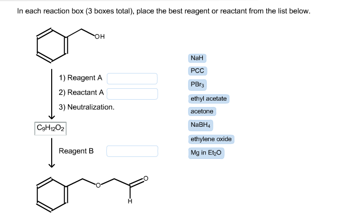Solved In each reaction box (3 boxes total), place the best | Chegg.com