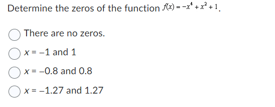 Solved Determine the zeros of the function | Chegg.com