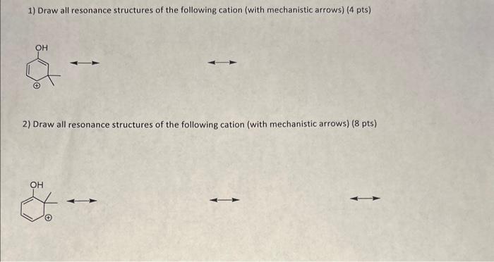 Solved 1) Draw all resonance structures of the following | Chegg.com
