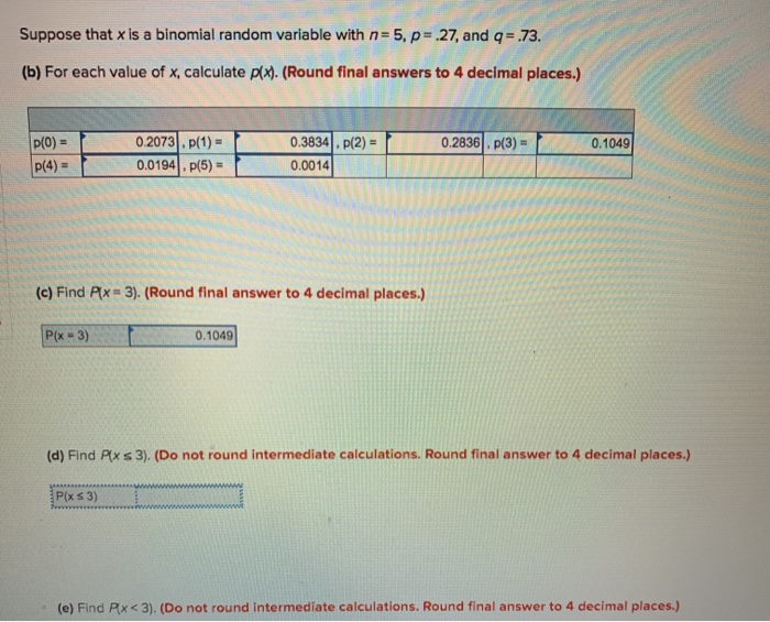 Solved Suppose that x is a binomial random variable with n | Chegg.com