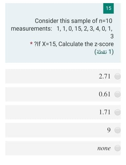 Solved 15 Consider this sample of n=10 measurements: 1,1,0, | Chegg.com