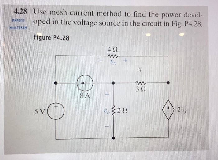 Solved 4.28 Use mesh-current method to find the power devel- | Chegg.com