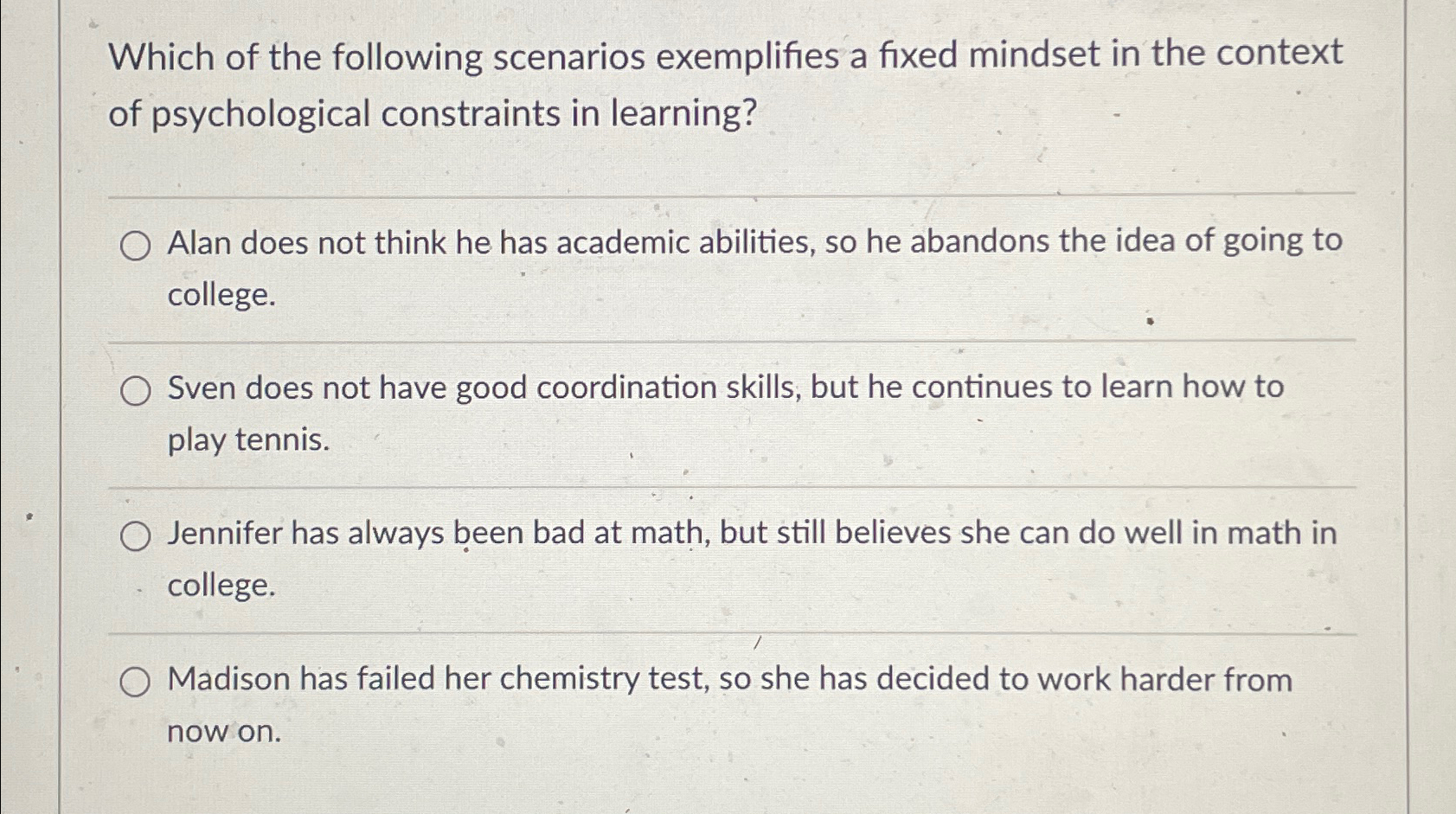 Solved Which of the following scenarios exemplifies a fixed | Chegg.com